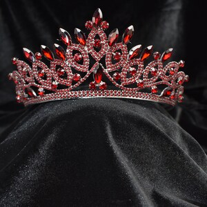 Red Crystal Bridal Tiara,ruby Red Bridal Headpiece,red Rhinestone ...