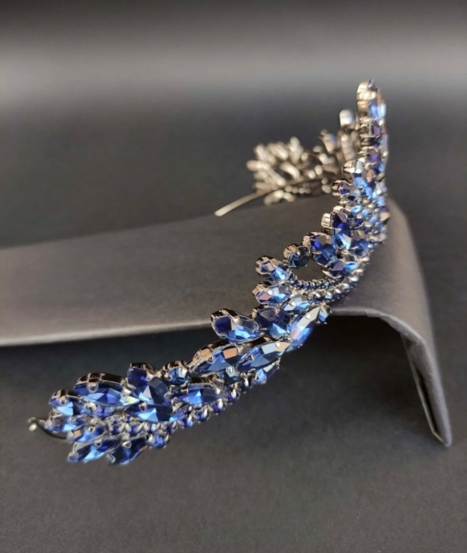 Navy Blue Crystal Stone Black Metallic Bridal Henna Crown,henna Head ...