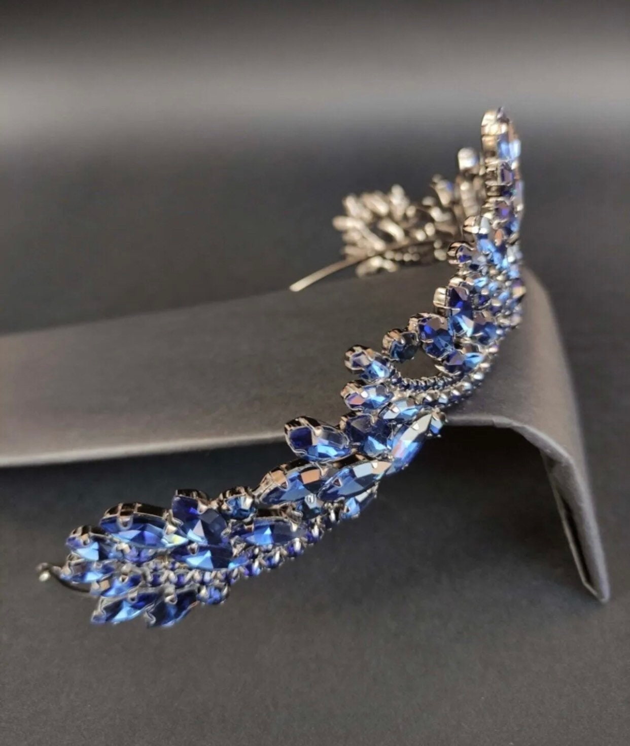 Navy Blue Crystal Stone Black Metallic Bridal Henna Crown,henna Head ...