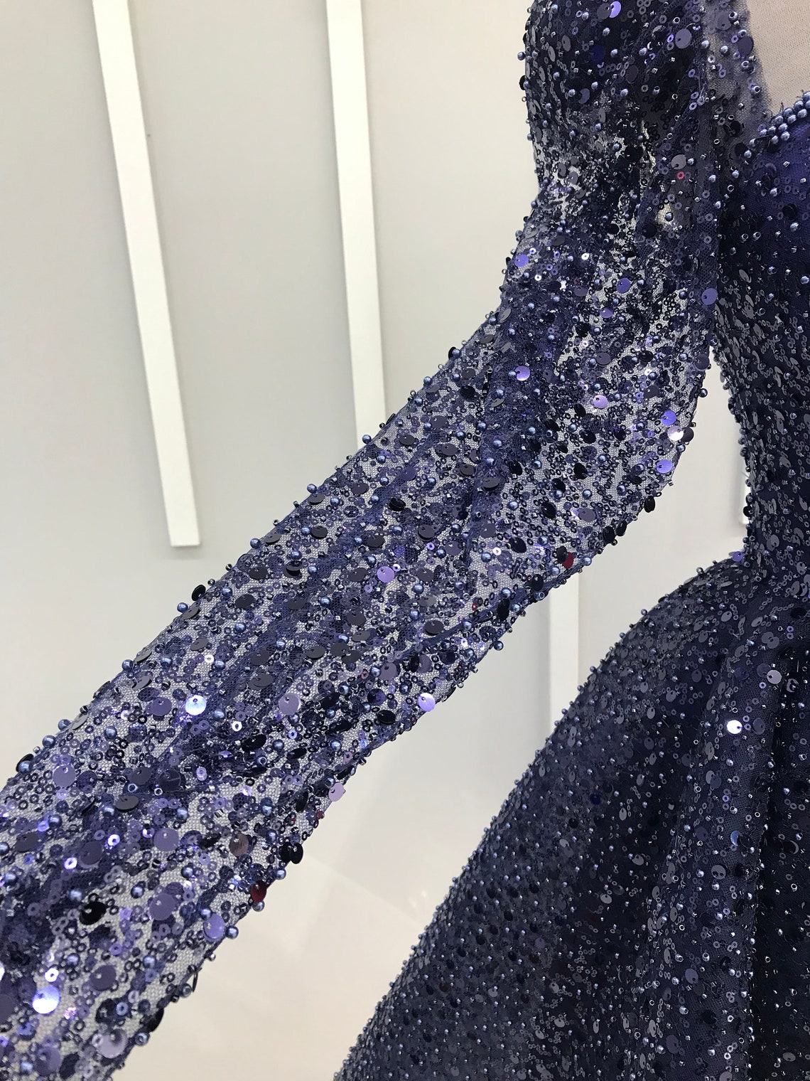 Dark Blue Custom Evening Dress Dark Blue Handcrafted - Etsy