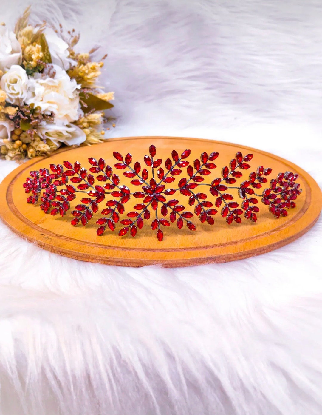 Red Tiara Crown,engagement Crown,henna Tiara Crown,red Crystal Crown ...