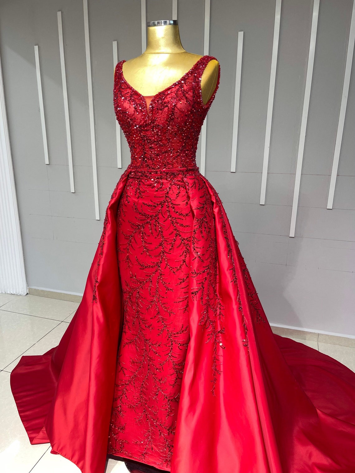 Red Engagement Dress Bridesmaid Dress Handmade Wedding Red Dress Henna ...