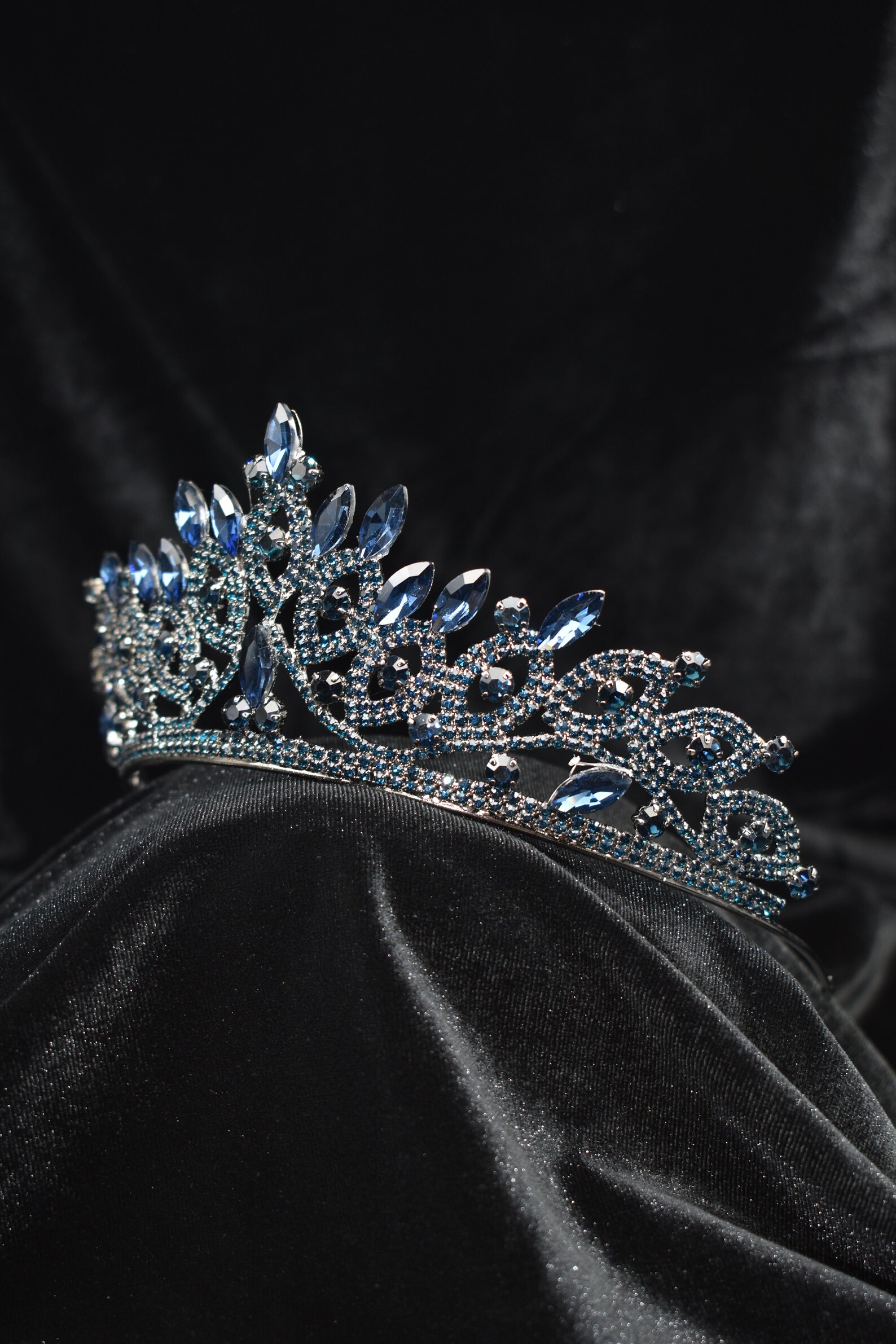 Navy Blue Bridal Crown,sapphire Blue Bridal Headpiece,luxury Blue ...