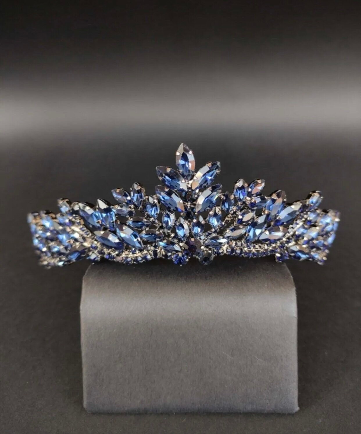 Navy Blue Crystal Stone Black Metallic Bridal Henna Crown,henna Head ...