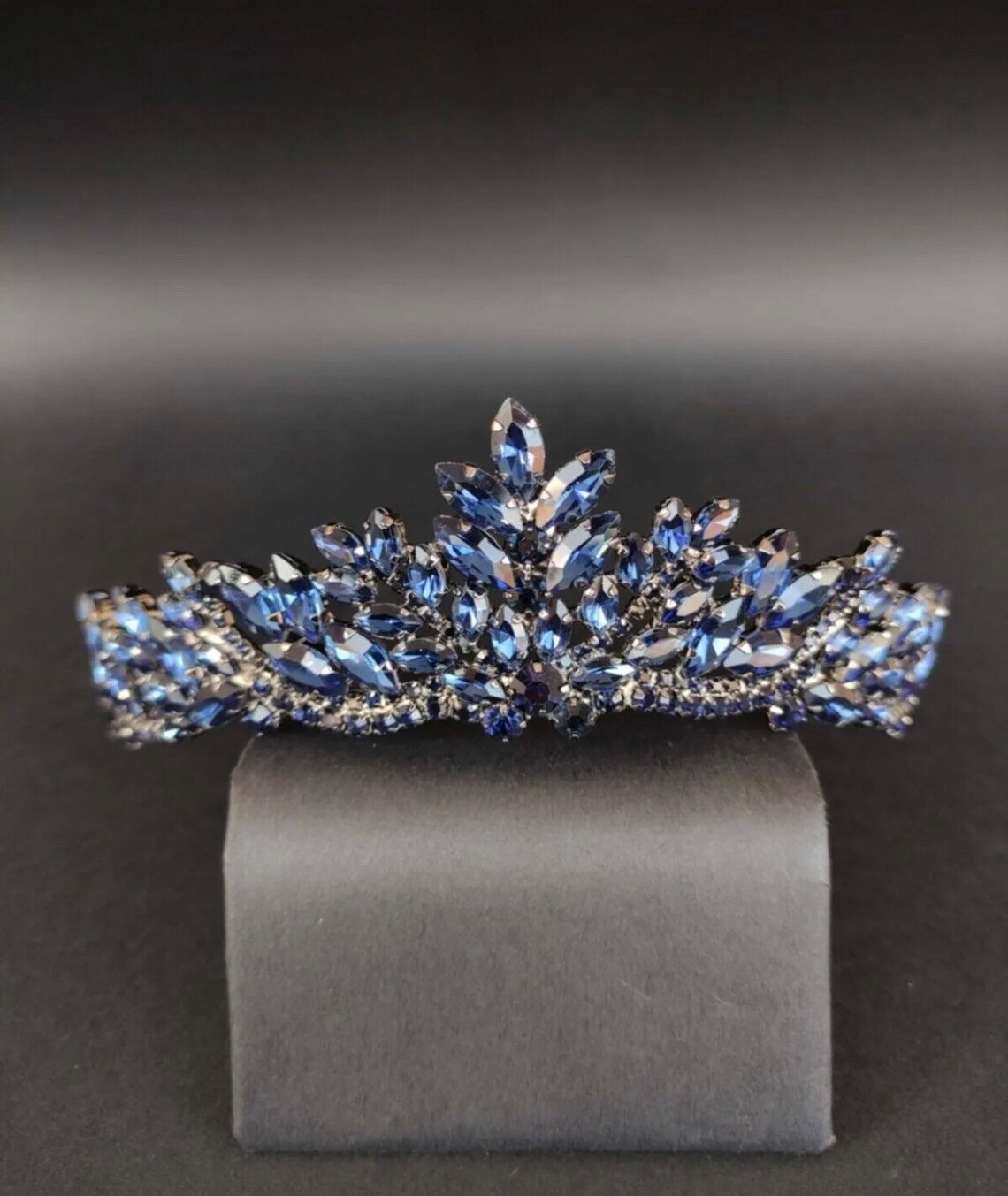 Navy Blue Crystal Stone Black Metallic Bridal Henna Crown,henna Head ...