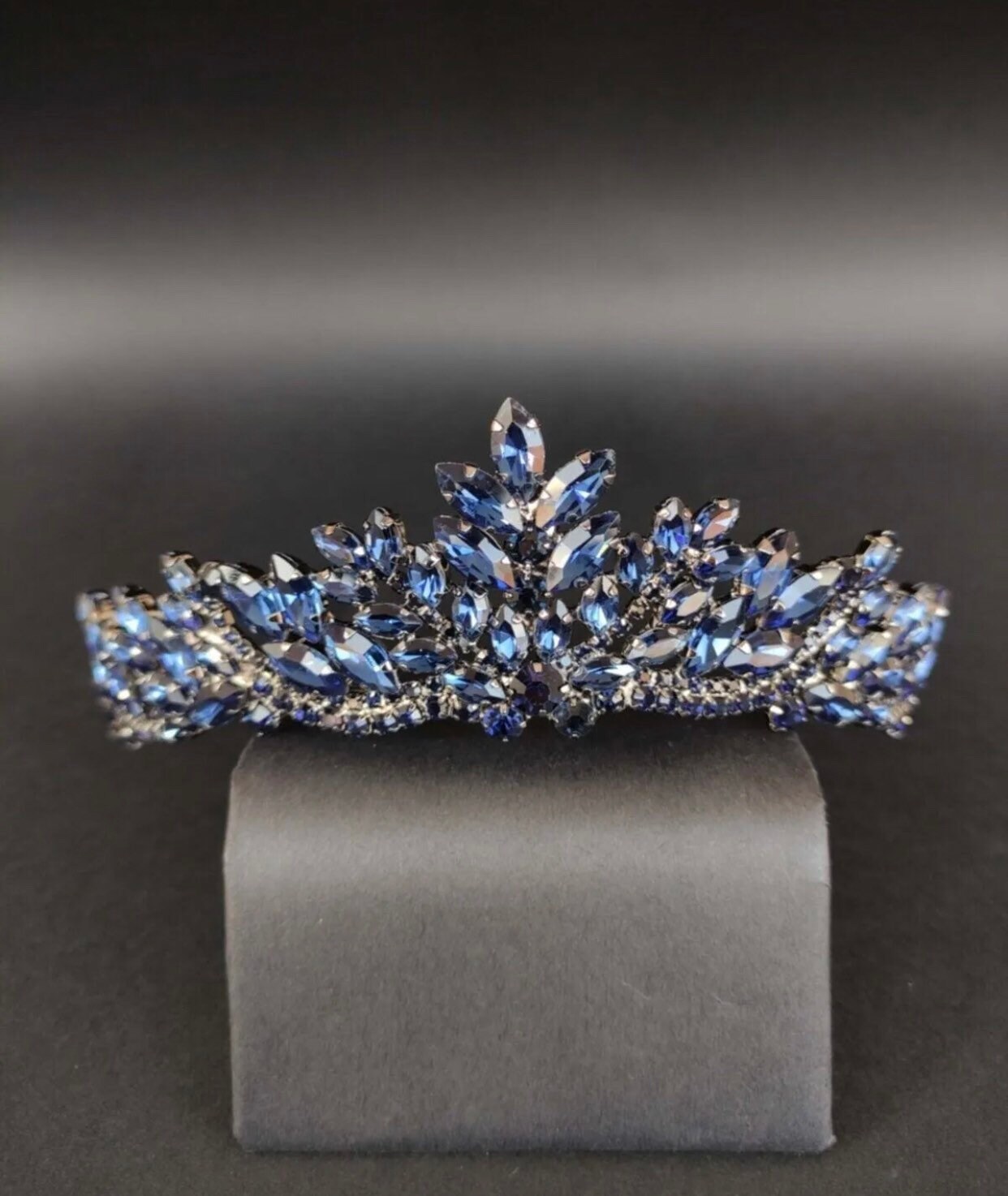 Navy Blue Crystal Stone Black Metallic Bridal Henna Crown,henna Head ...