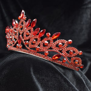 Red Crystal Bridal Tiara,ruby Red Bridal Headpiece,red Rhinestone ...