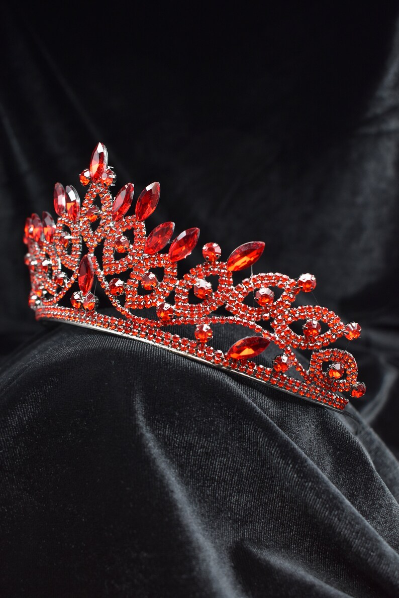 Red Crystal Bridal Tiara,ruby Red Bridal Headpiece,red Rhinestone ...