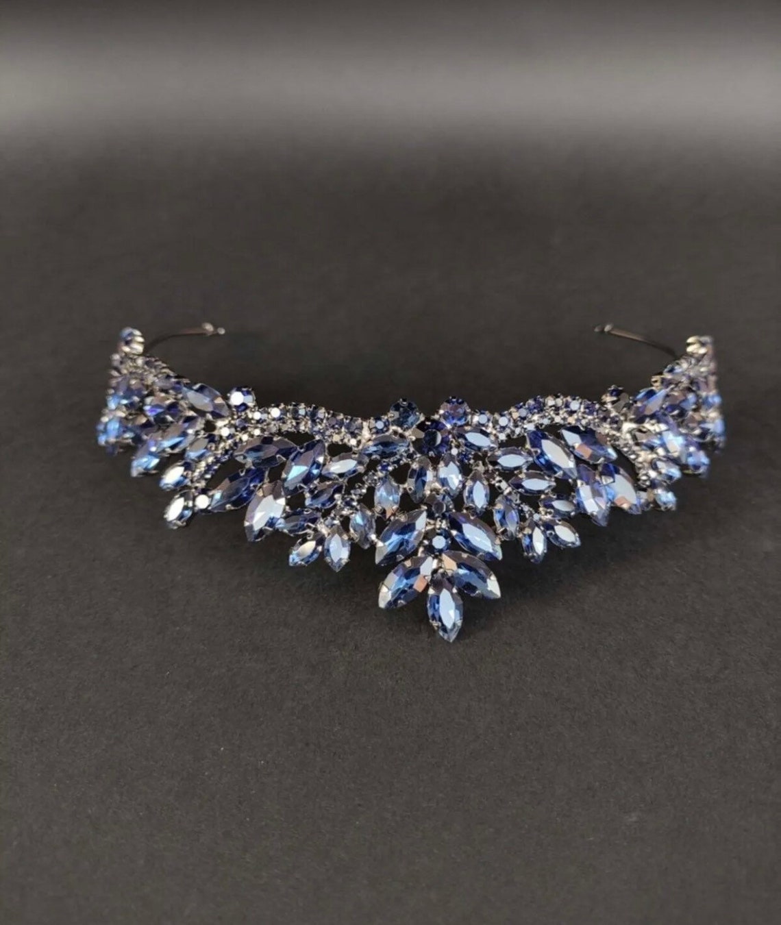 Navy Blue Crystal Stone Black Metallic Bridal Henna Crown,henna Head ...