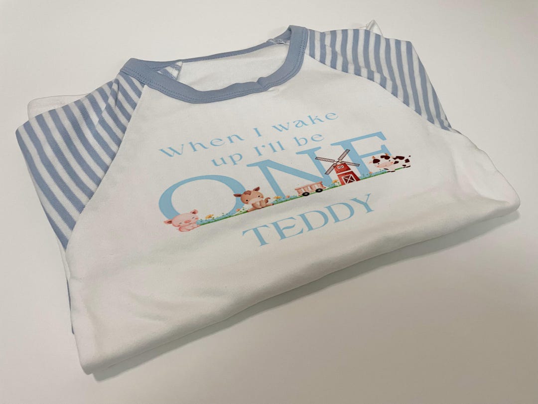 Farm Birthday Pjs, When I Wake up I'll Be One, Farm Animal Print ...