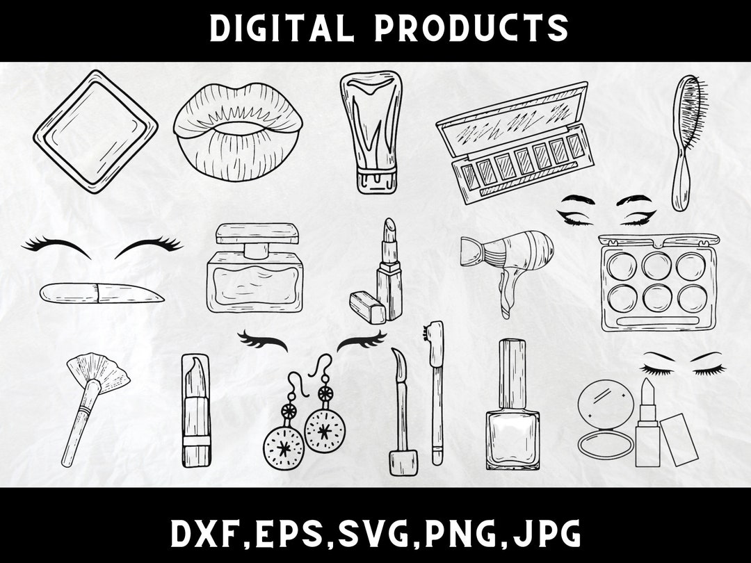 Makeup SVG Bundle Eyelashes SVG Cut File Lips SVG Lipstick Svg Make up ...