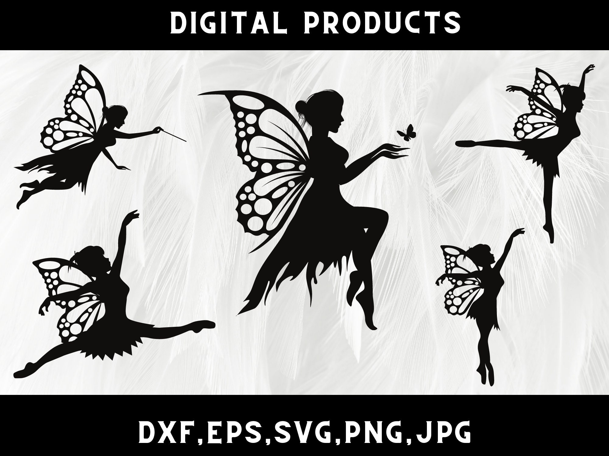 Silueta de hada SVG / Alas de mariposa SVG / Mariposa SVG / Chica con ...