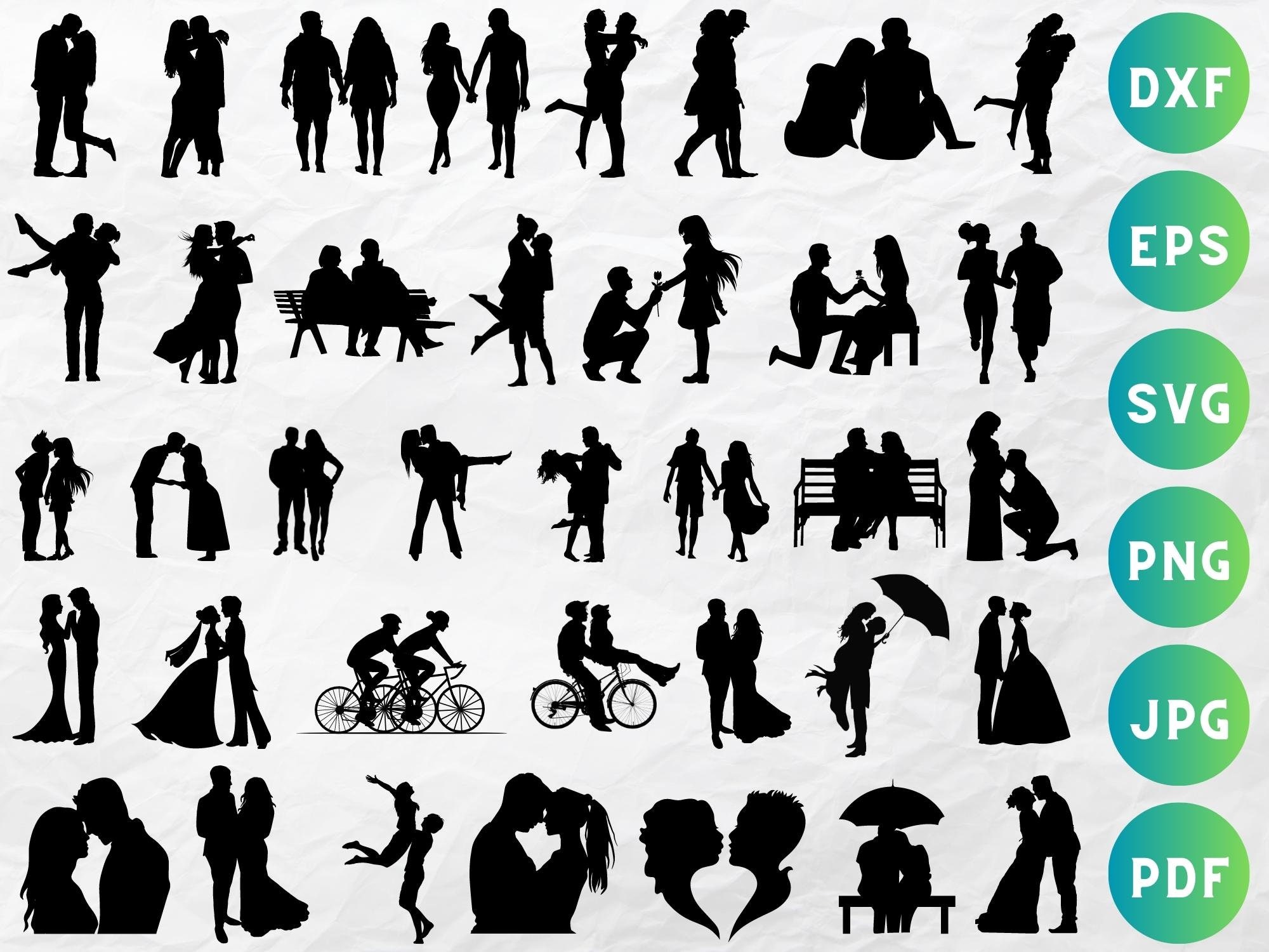 Couple Silhouettes couple SVG Bundle Love SVG Bundlelovers Silhouette ...