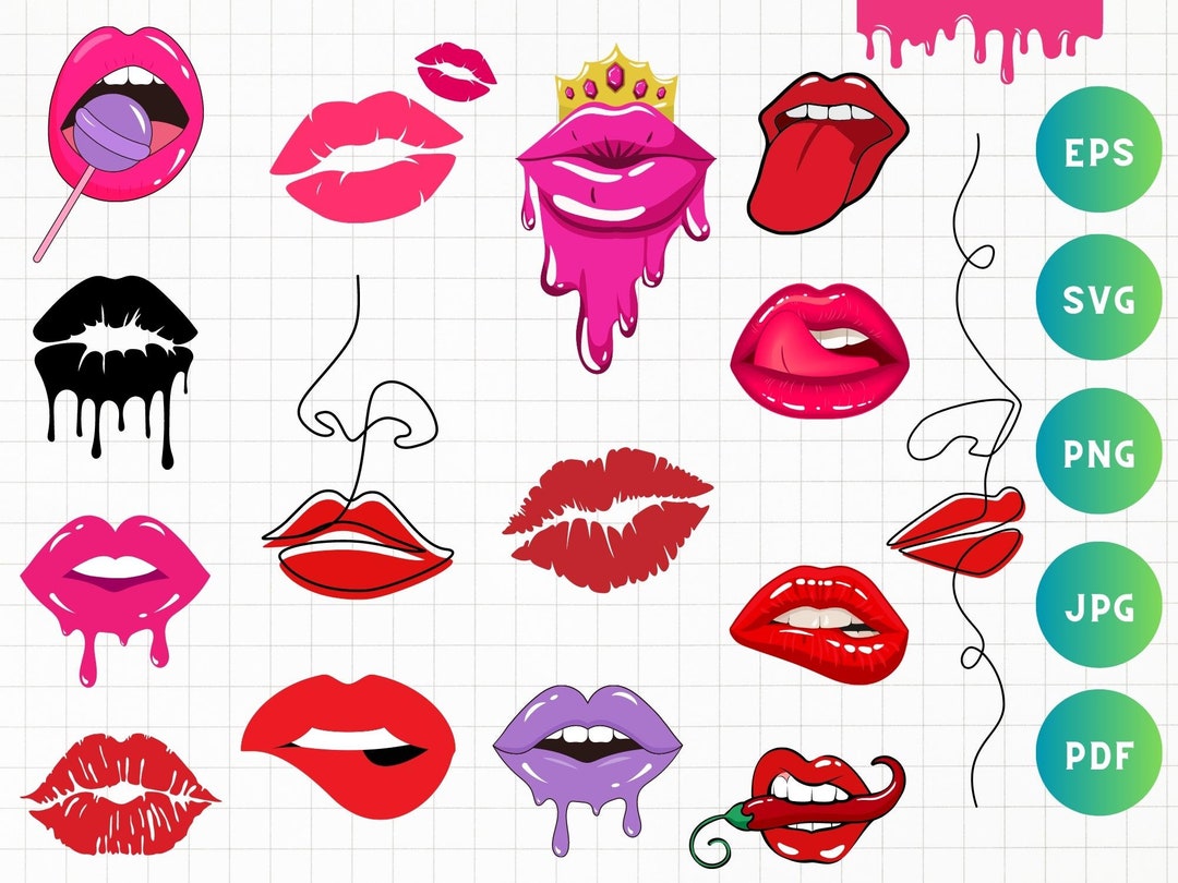 Red Lips SVG Bundle Pink Lips SVG Kiss Svg american Lips Svg Love Svg ...