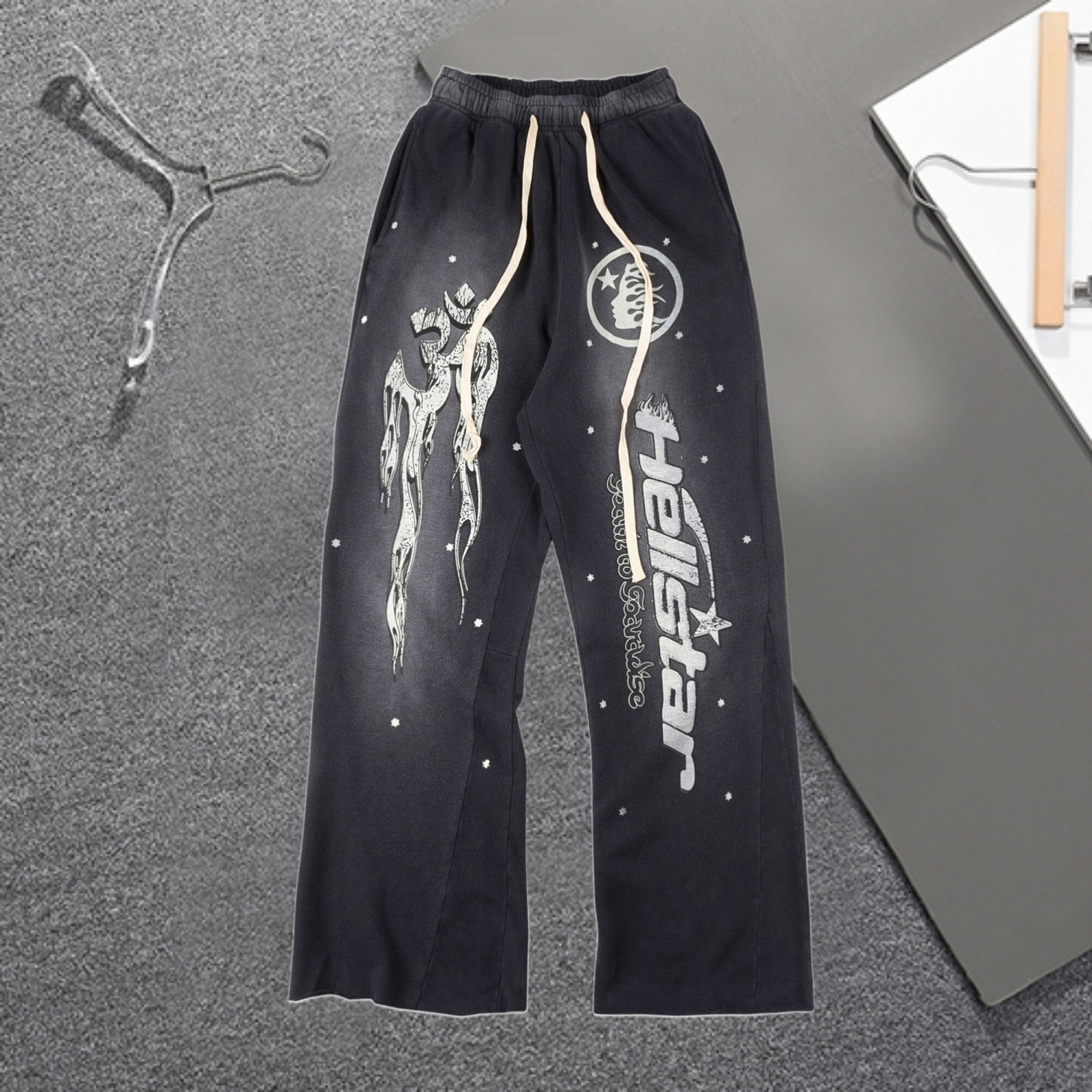 Hellstar Flare Black Flame Pants - Etsy