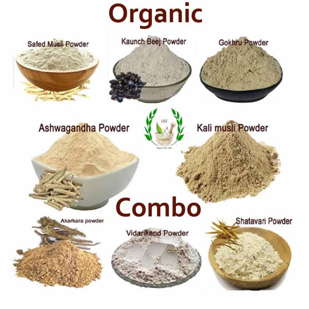 Herbal Powder Ashwagandha, Shatavari, Safed Musli, , Kaunch Seeds ...