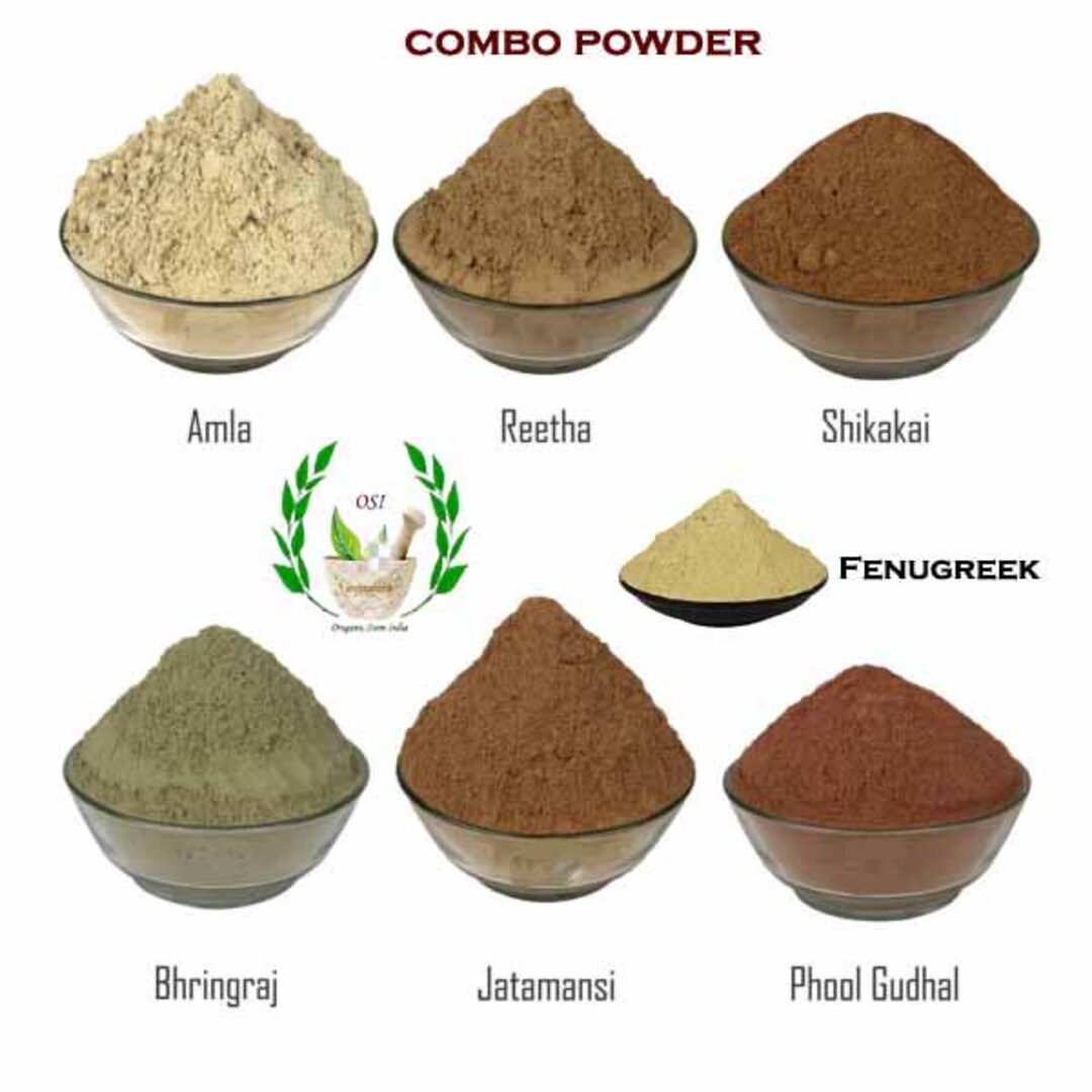Organic 7 Raw Herbs Combo With Methi Dana, Reetha, Amla, Shikakai ...