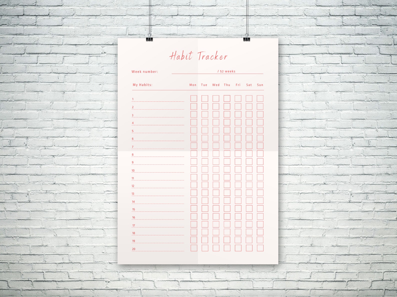 Weekly Habit Tracker A4 PDF File Digital Habit Tracker - Etsy