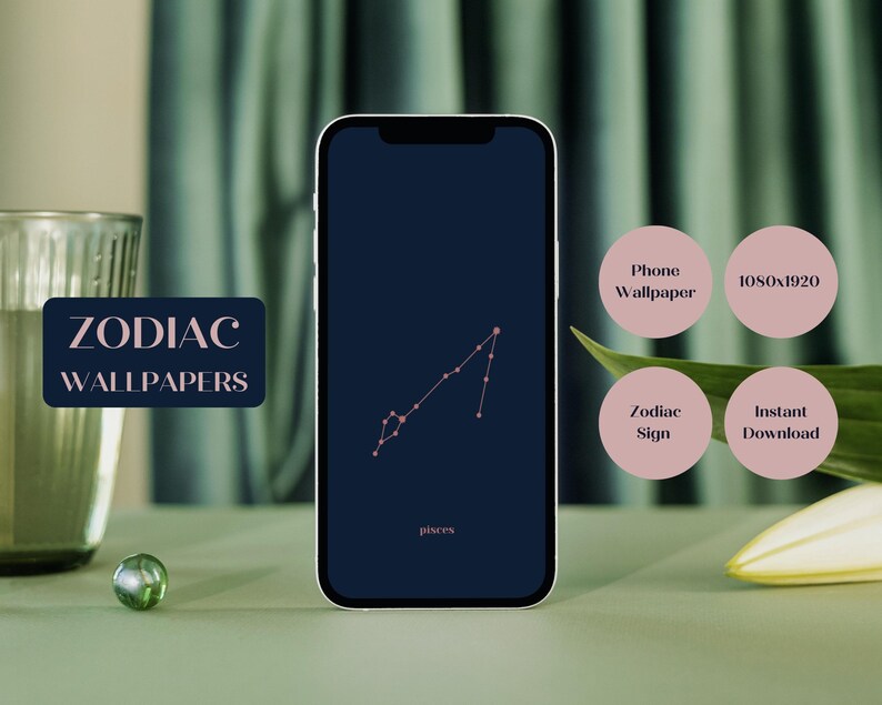 Zodiac Sign Phone Wallpaper iPhone Instant Download 12pcs JPEG ...