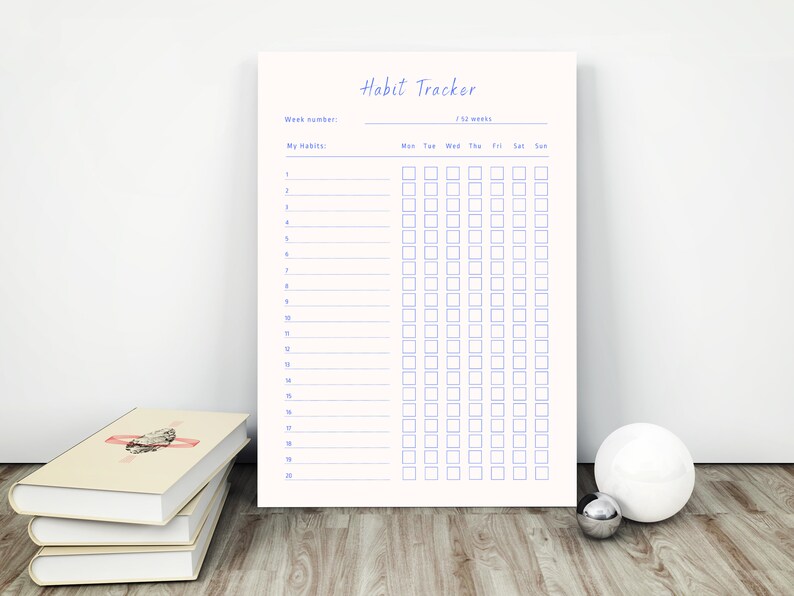 Weekly Habit Tracker A4 PDF File Digital Habit Tracker - Etsy