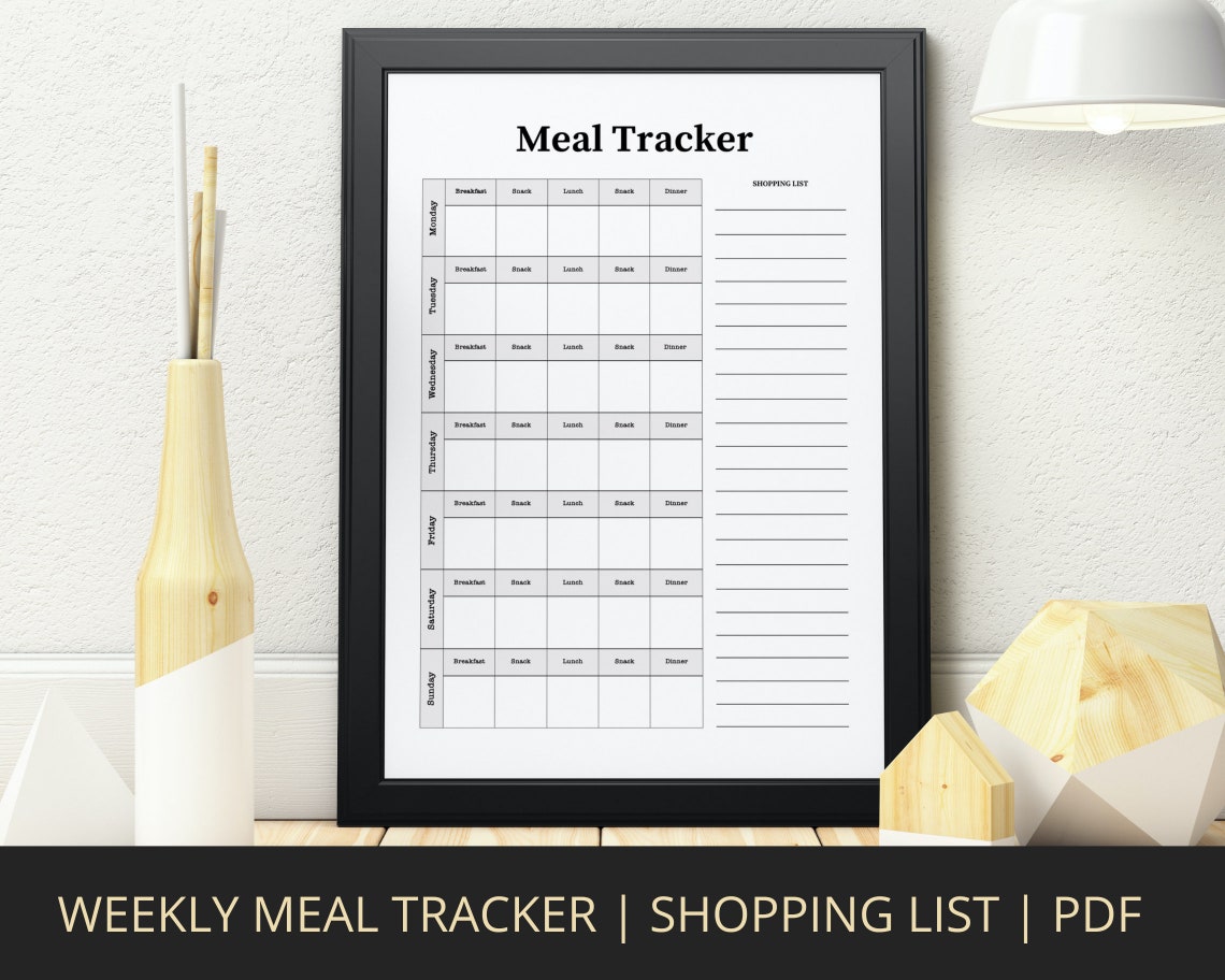 Weekly Meal Tracker Printable PDF and PNG A4 - Etsy