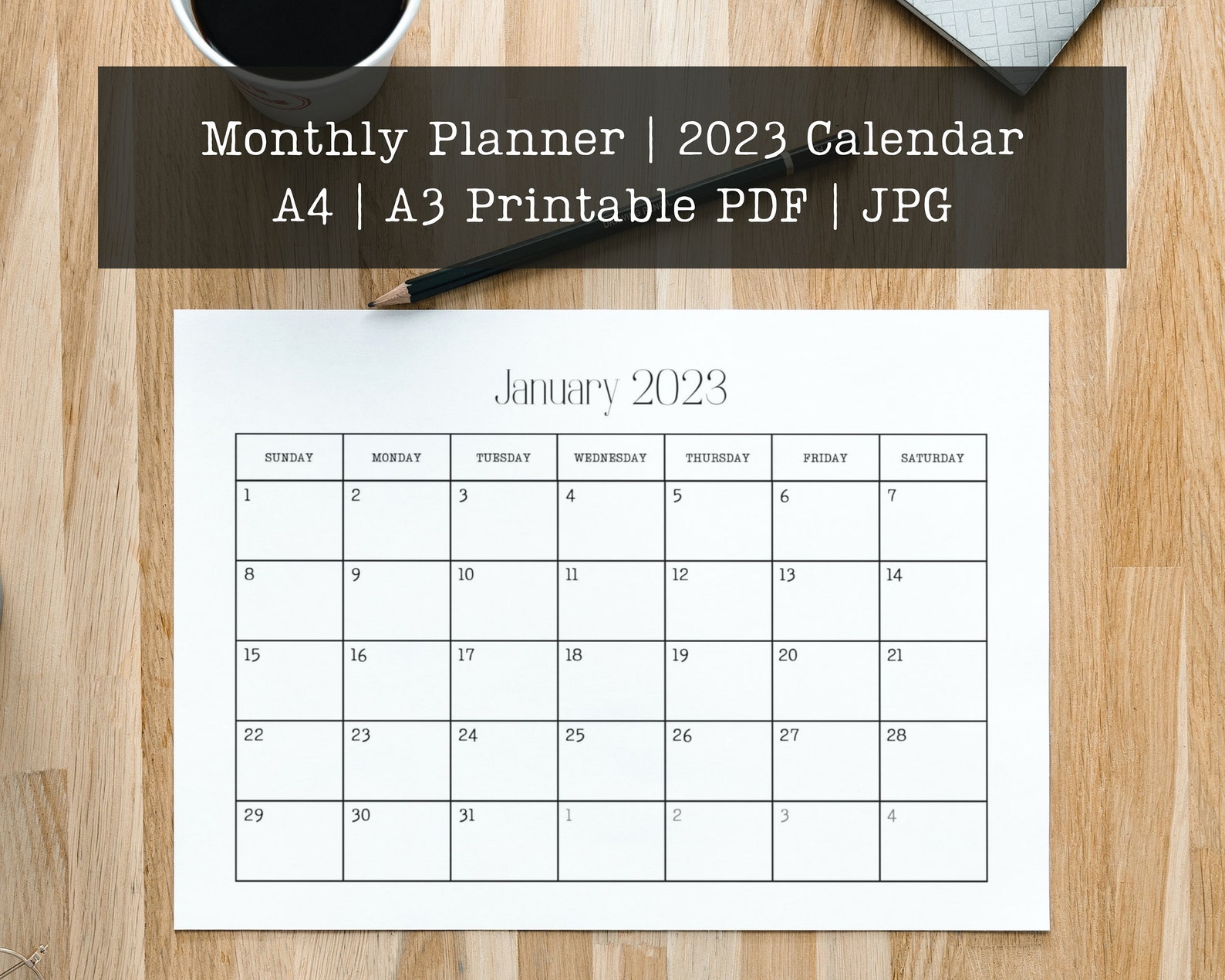 Monthly Planner 2023 Calendar Printable A4 A3 PDF - Etsy