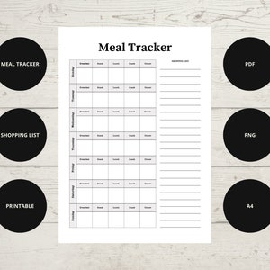 Weekly Meal Tracker Printable PDF and PNG A4 - Etsy