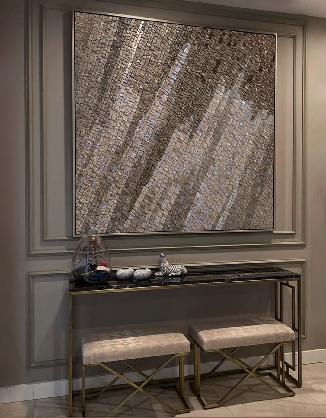 Brown and Taupe Earth Neutral Tones Wall Art in Mosaic, Brown Textured ...