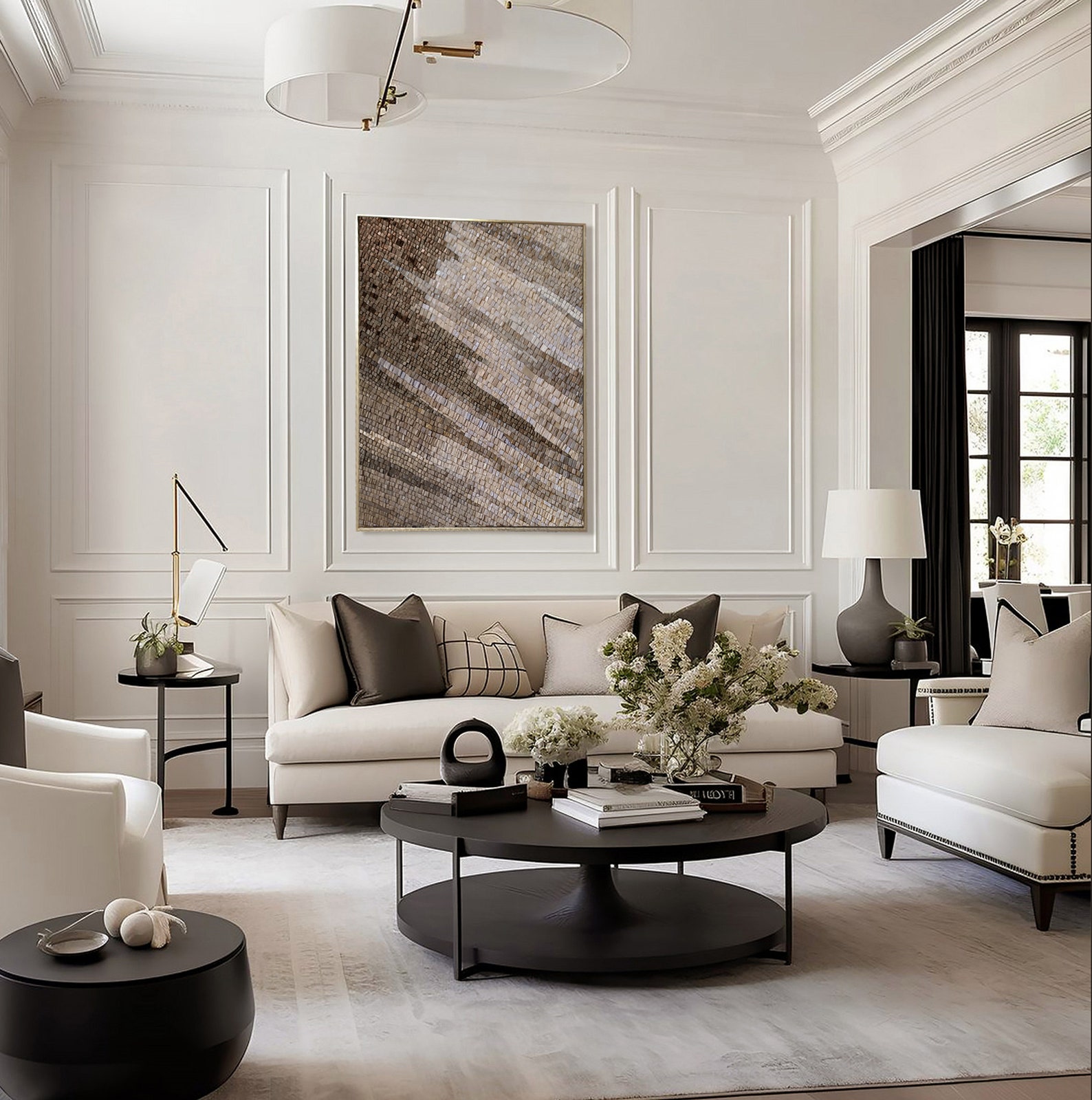 Brown and Taupe Earth Neutral Tones Wall Art in Mosaic, Brown Textured ...