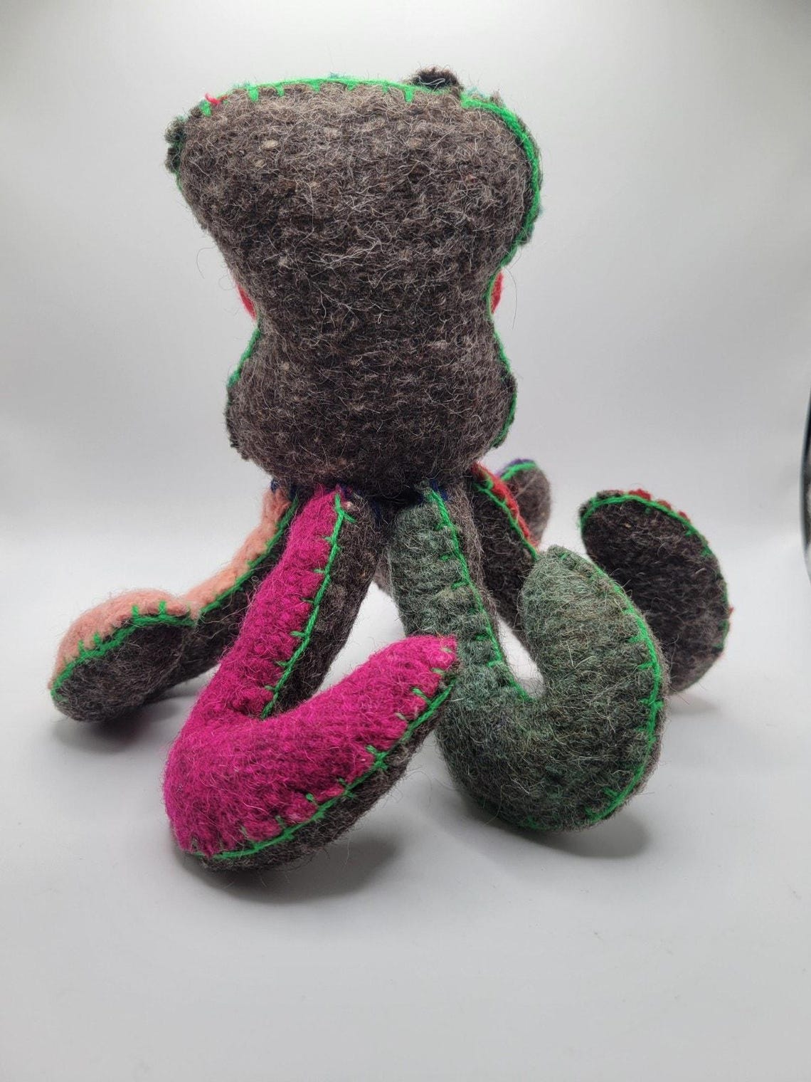 Needle Felted Smiling Octopus Colorful Unique 8" Handmade - Etsy