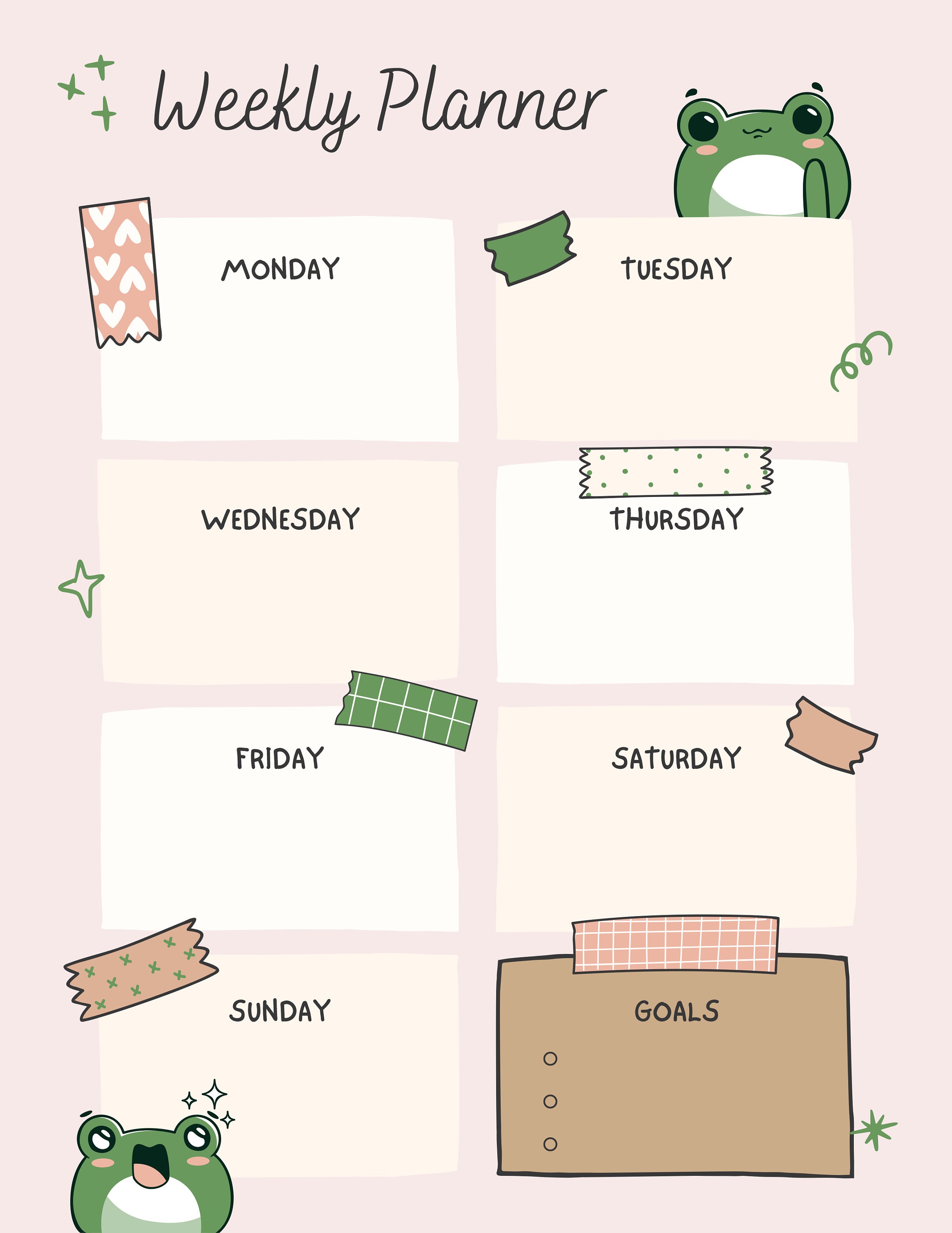 Happy Frog Daily and Weekly Planner PDF - Etsy