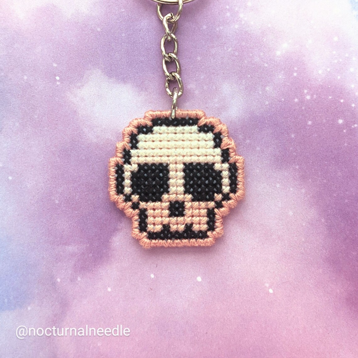 Cute Handmade Cross Stitch Skull Keychains Halloween Decor - Etsy