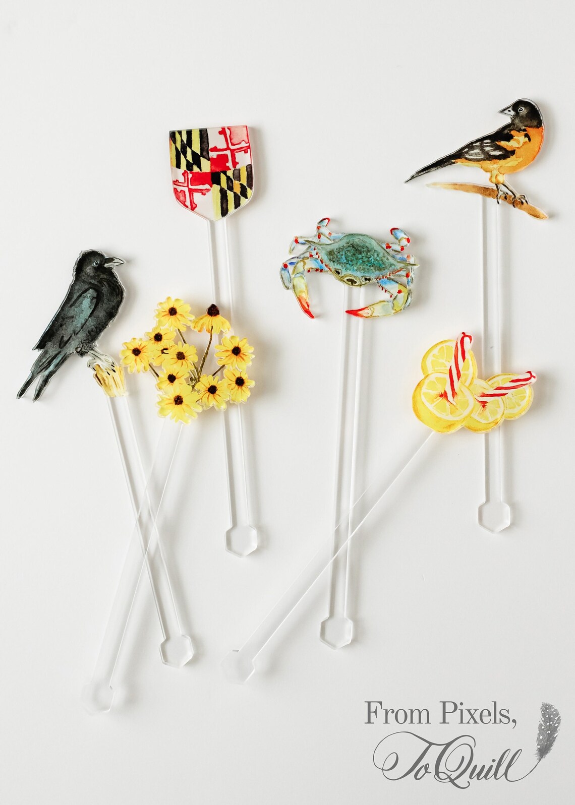 Maryland Drink Stir Stick Set | Reusable Acrylic Stir Sticks | Cocktail ...