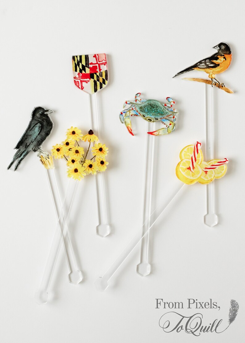 Maryland Drink Stir Stick Set | Reusable Acrylic Stir Sticks | Cocktail ...