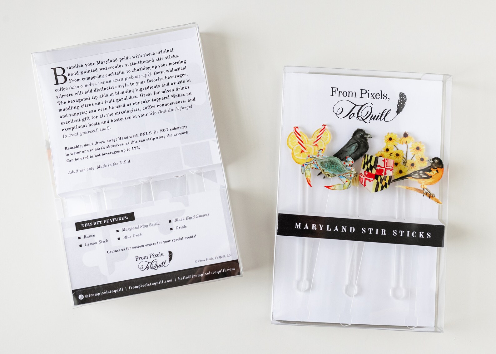 Maryland Drink Stir Stick Set | Hand-painted Watercolor, Party Favors ...