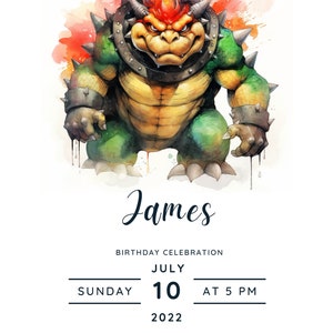 Bowser Invitation, Super Mario Invitation, Digital Download, Canva ...