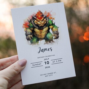 Bowser Invitation, Super Mario Invitation, Digital Download, Canva ...
