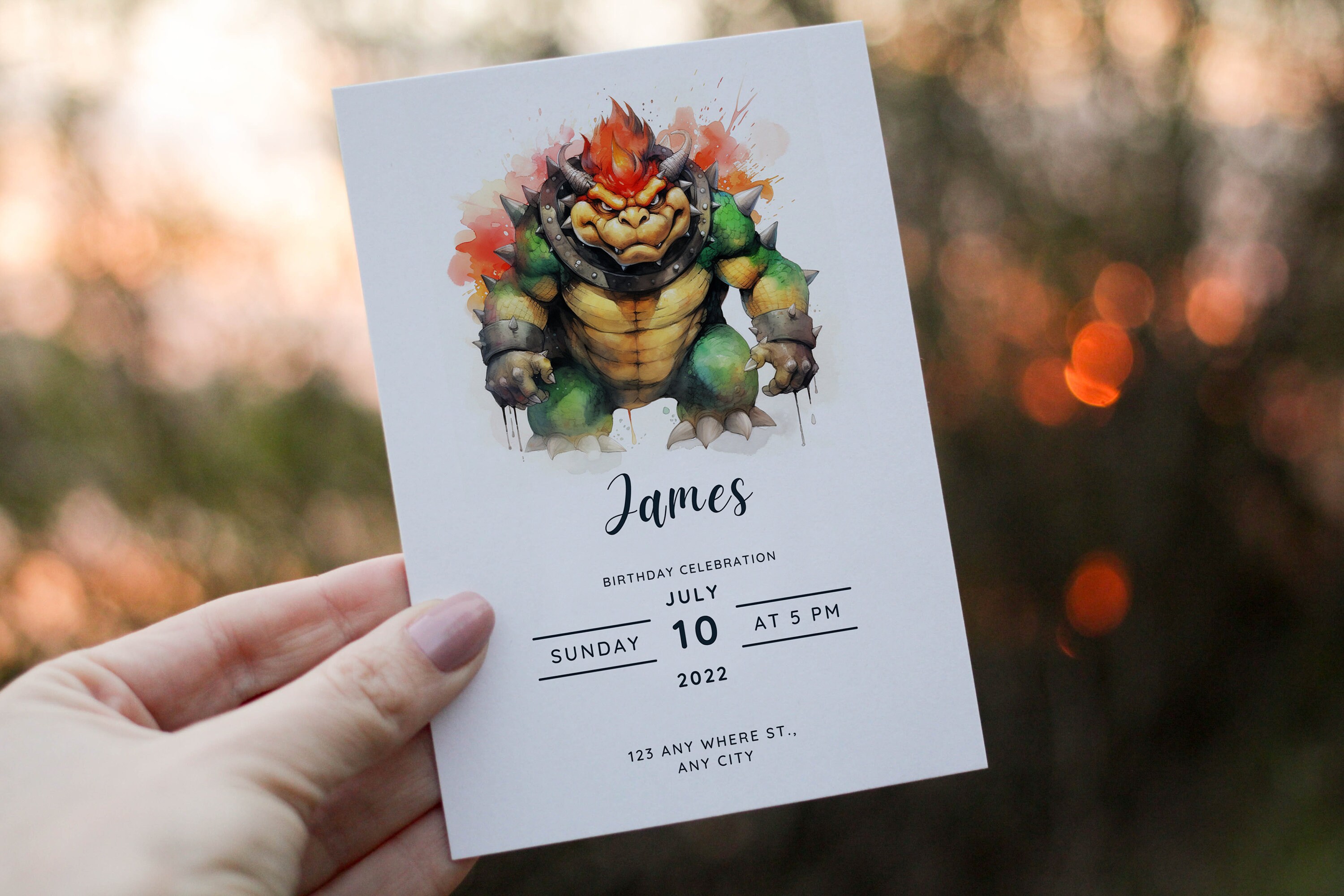 Bowser Invitation, Super Mario Invitation, Digital Download, Canva ...