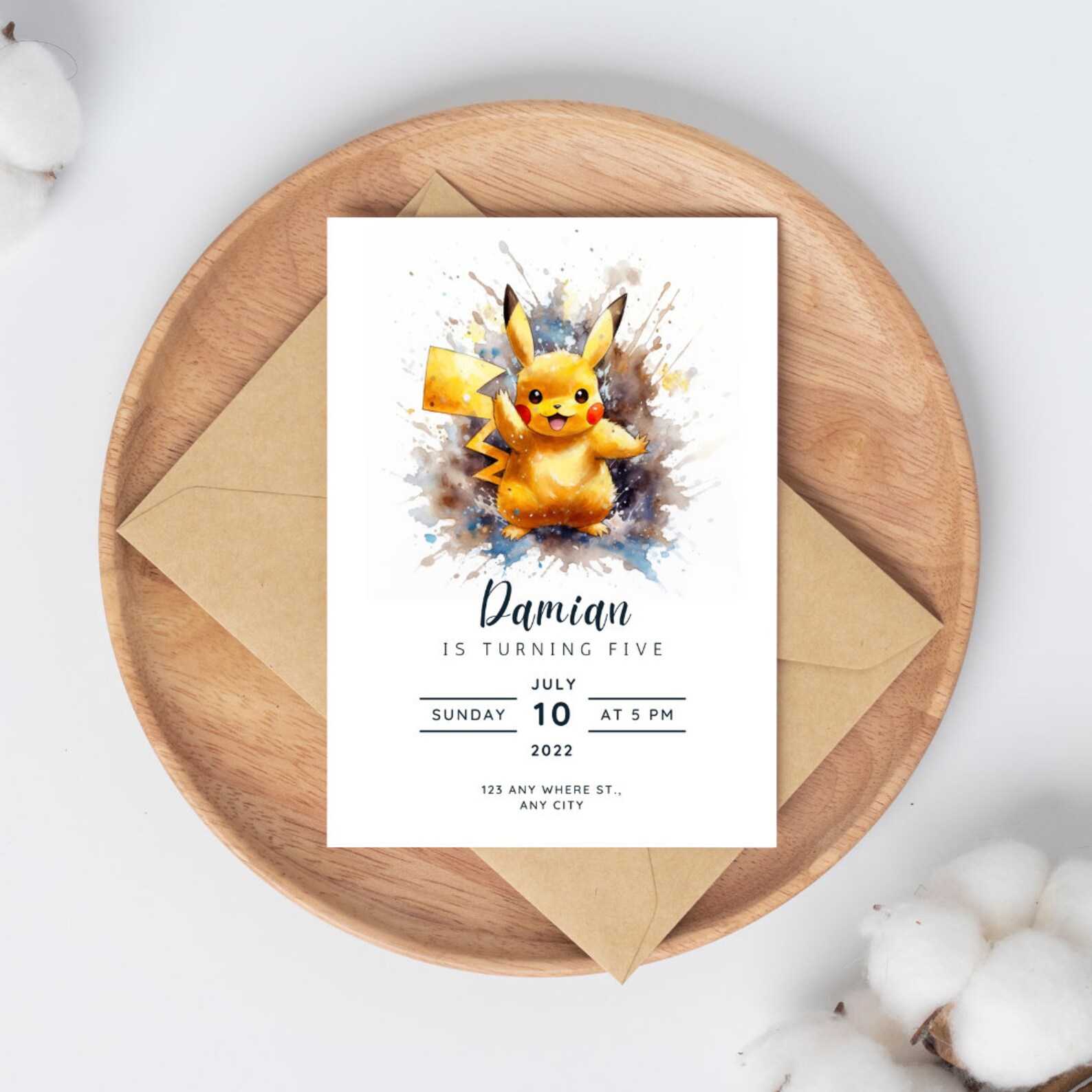 Pikachu Birthday Invitation | Canva Invitation | Digital Evite ...