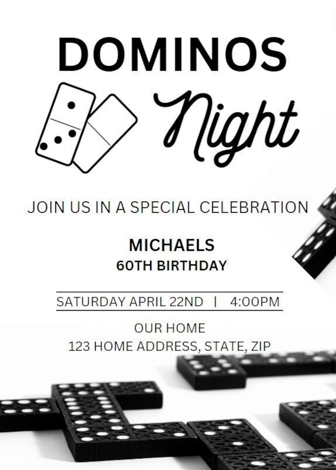 Dominos Themed Invitation | Dominos Invite| Printable Birthday ...