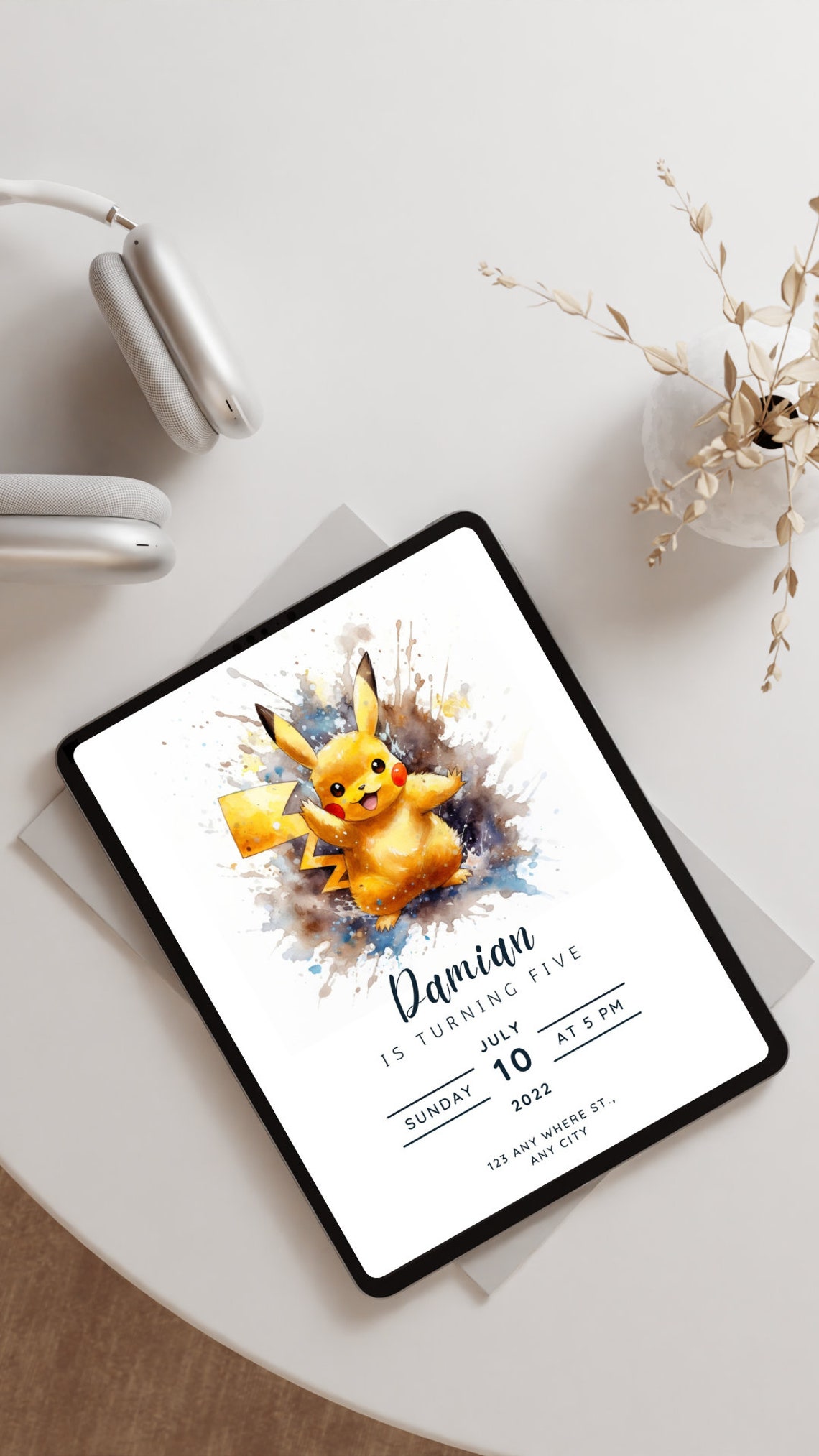 Pikachu Birthday Invitation | Canva Invitation | Digital Evite ...