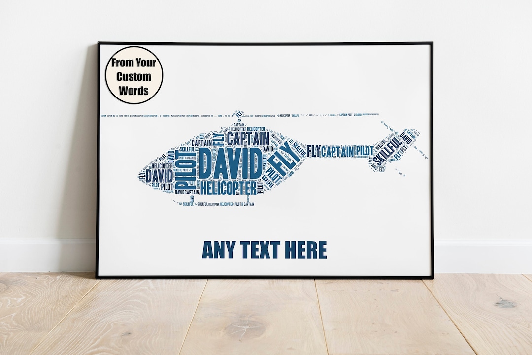 Personalized Helicopter Word Art, Helicopter Poster, Pilot Gifts ...