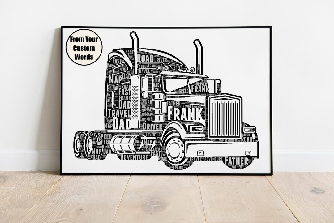 Personalized Truck Word Art, Lorry Truck Driver, Gift for Trucker Truck ...