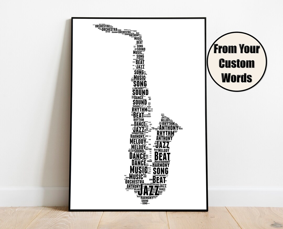 Personalized Saxophone Word Art Print: Musician Gift (digital Download ...