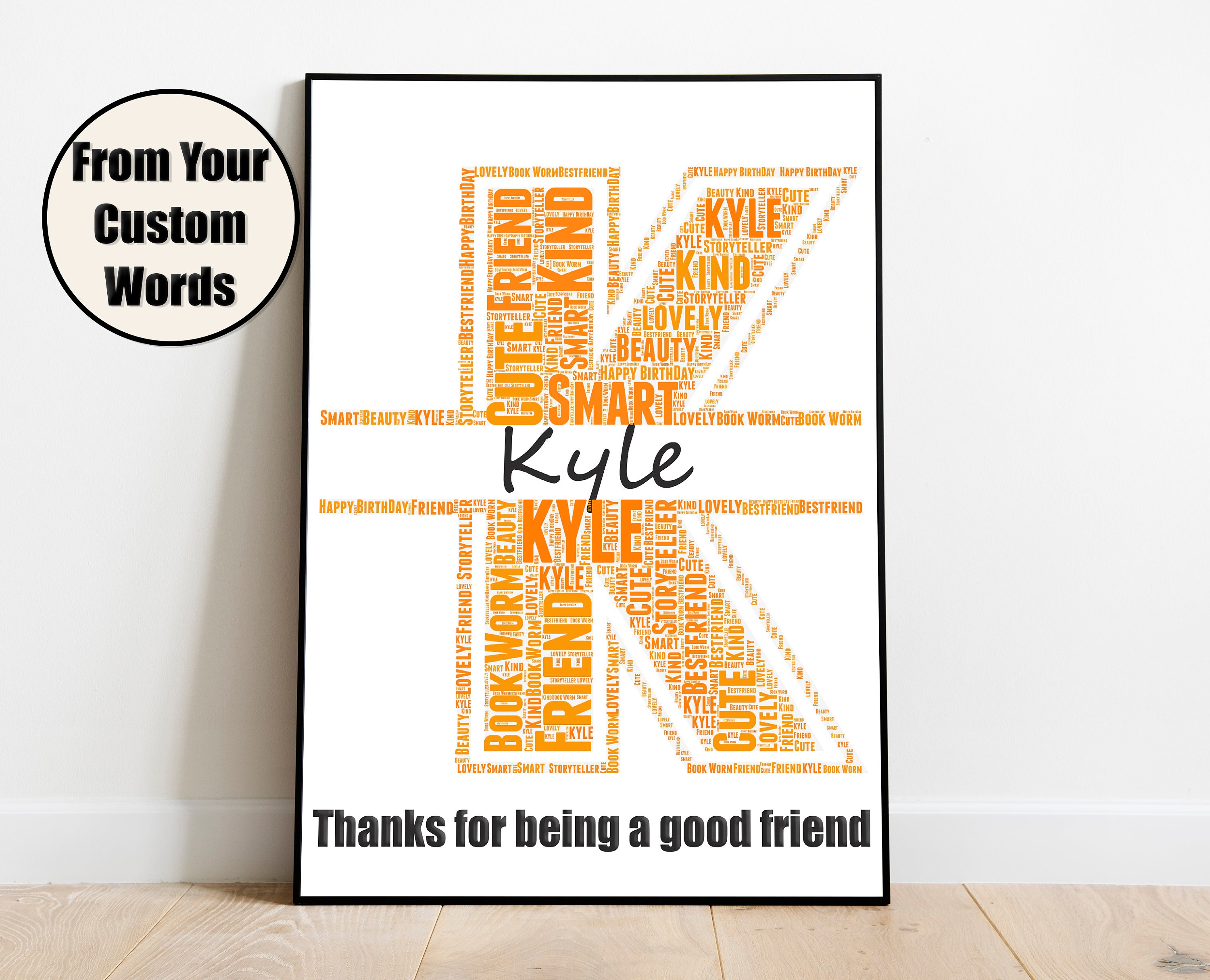 Personalized LETTER Word Art Digital Print Gifts for Her Best Friend ...
