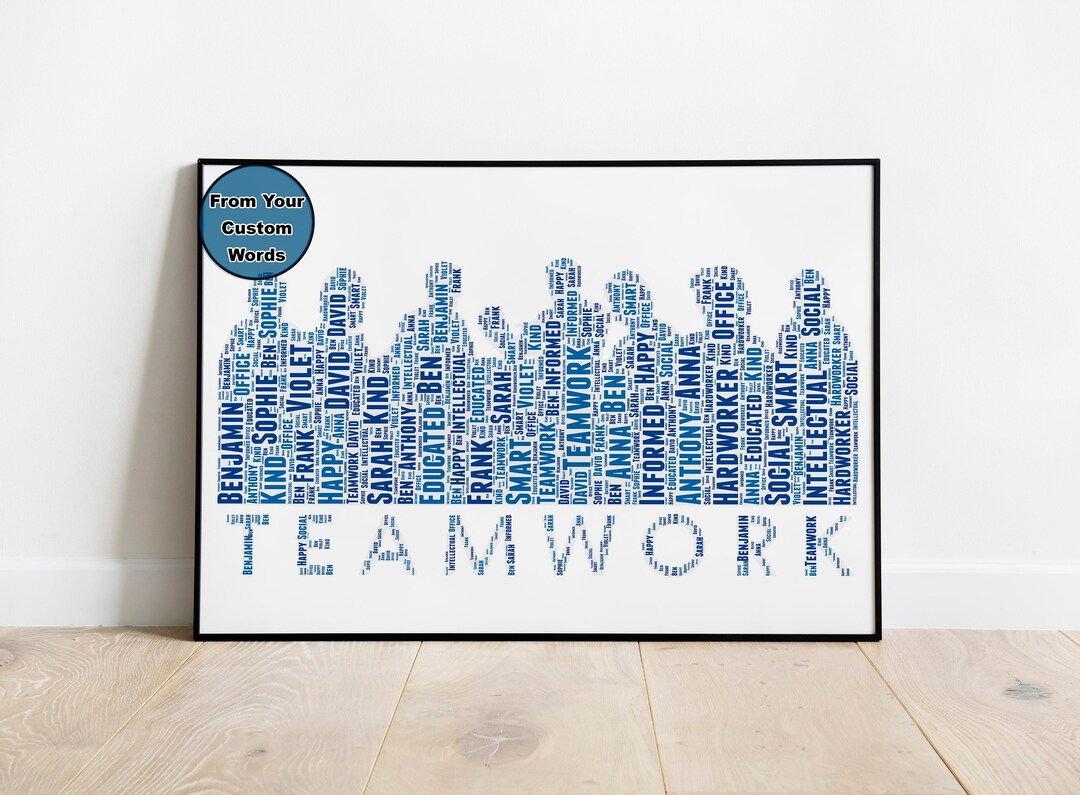 Personalized Teamwork Office Print, Teamwork Wordart Office Wall Art ...