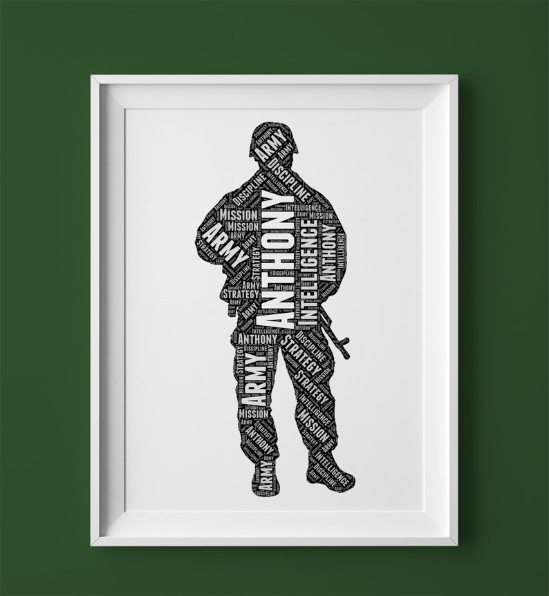 Custom Army Soldier Word Art Print: Military Retirement Gift (digital ...