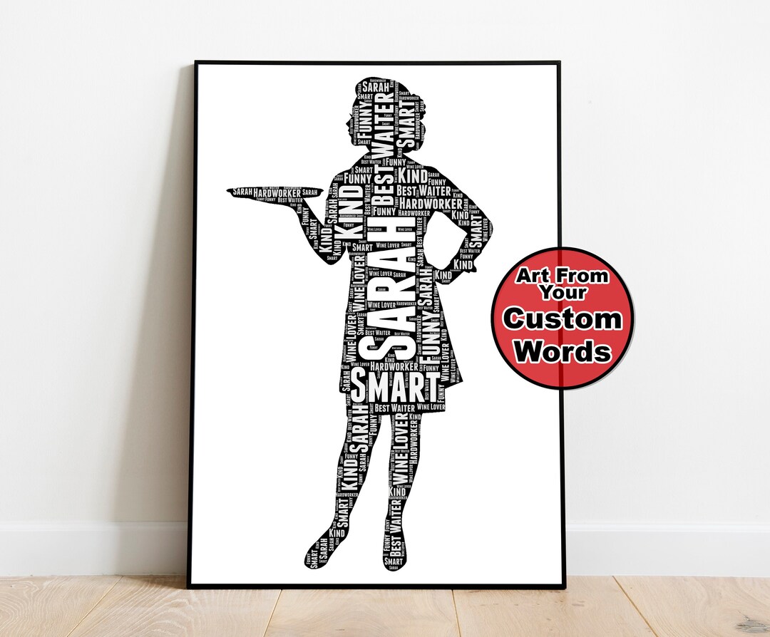 Personalized Waitress Word Art, Waitress, Waitress Gift, Gift for ...