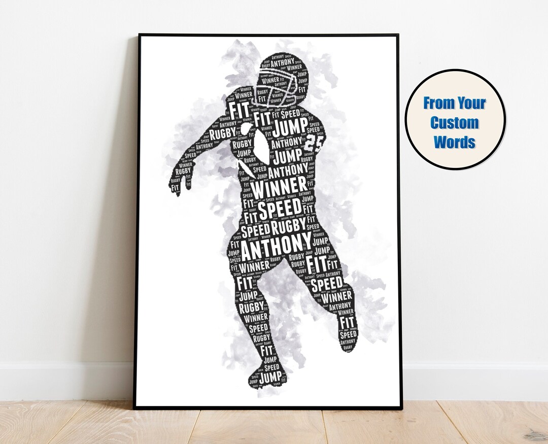 Custom Rugby Player Word Art, Printable Rugby Gift, Gift for Dad, Rugby ...