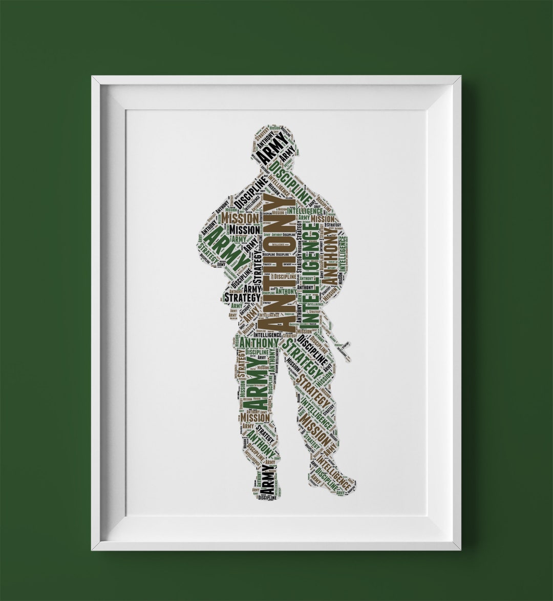 Custom Army Soldier Word Art Print: Military Retirement Gift (digital ...